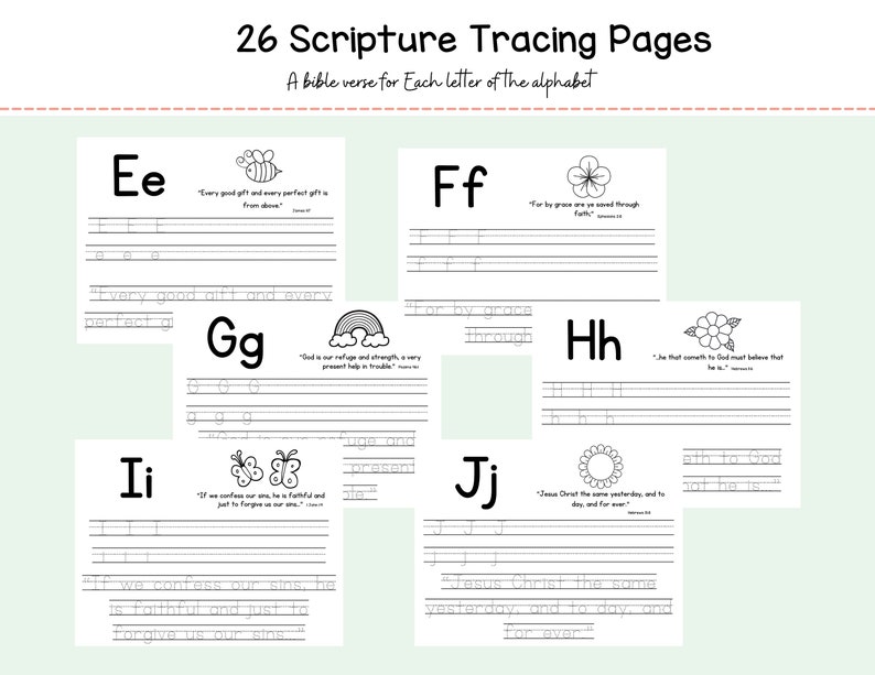 ABC Scripture Handwriting Alphabet Scripture Verse Copywork - Etsy