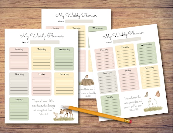 52 Week Scripture Planner Kids Planner Bible Verse | Etsy