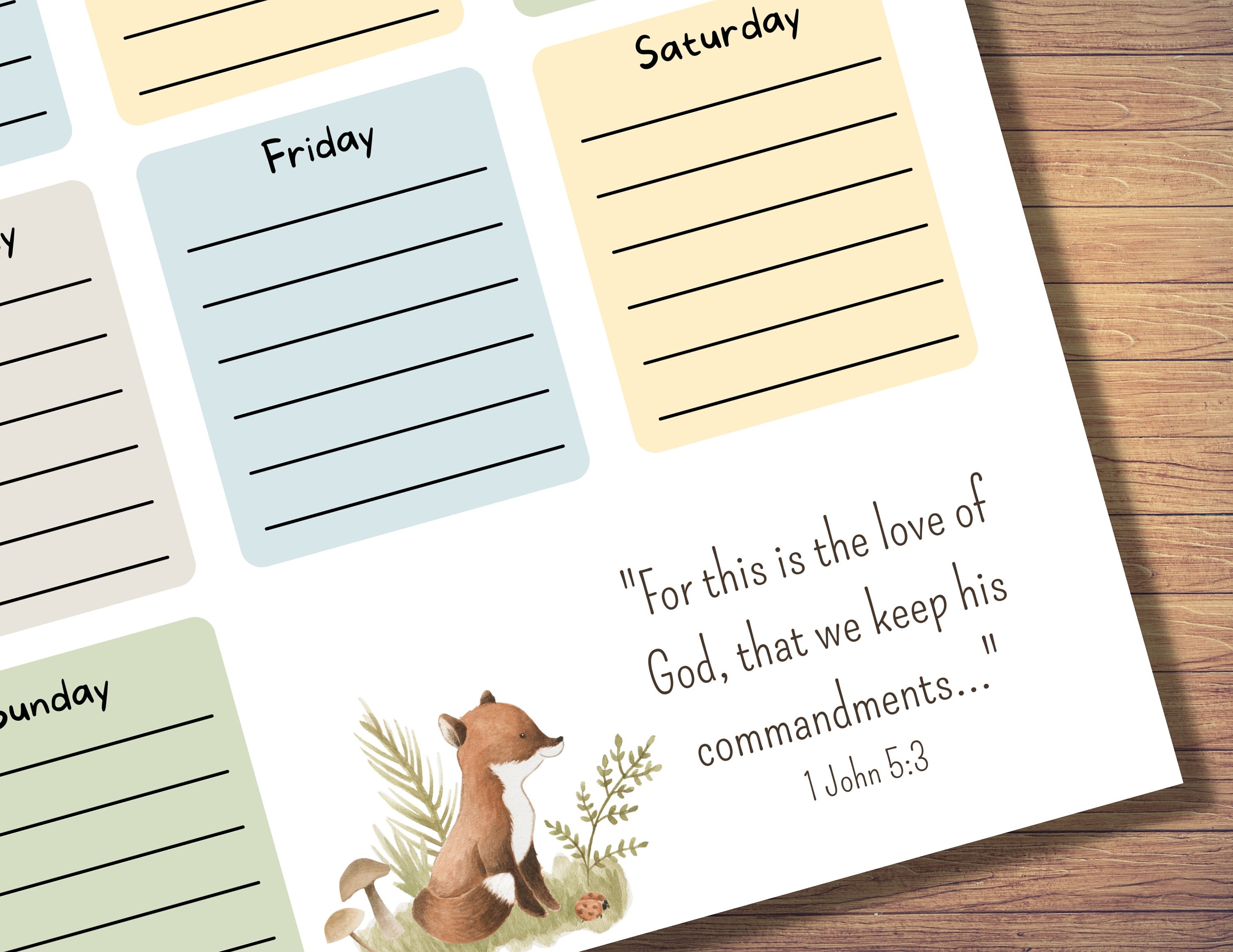 52 Week Scripture Planner | Kids Planner | Bible Verse | Forest Friends ...
