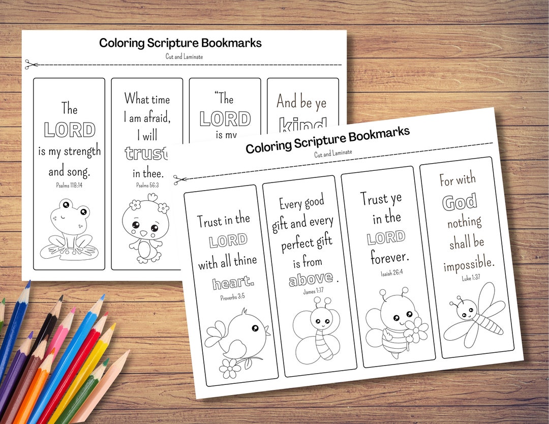 8 Kids Coloring Scripture Bookmarks | Scripture Verse | Bookmark for ...