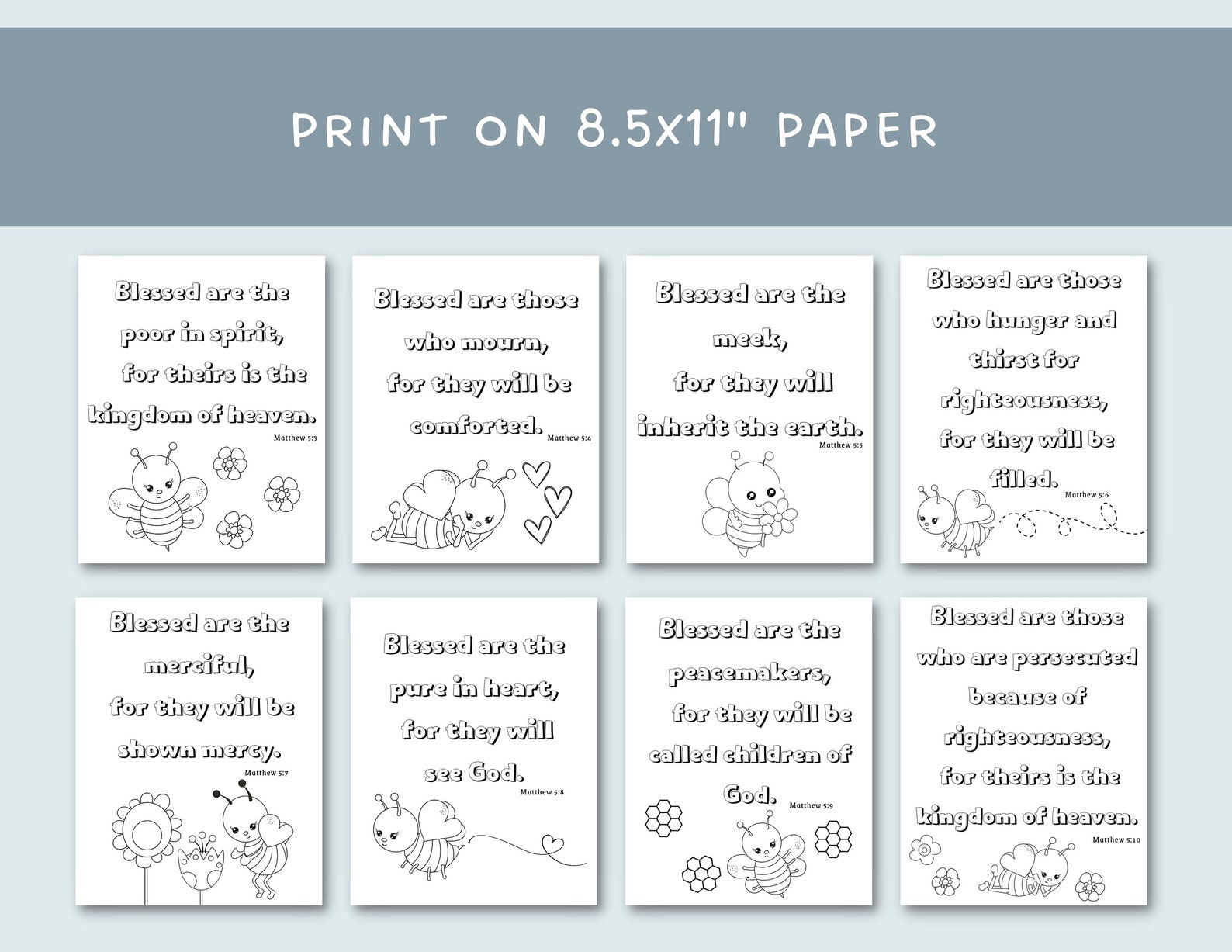 The Beatitudes | Bee Coloring Pages | Bible Coloring | Printable ...