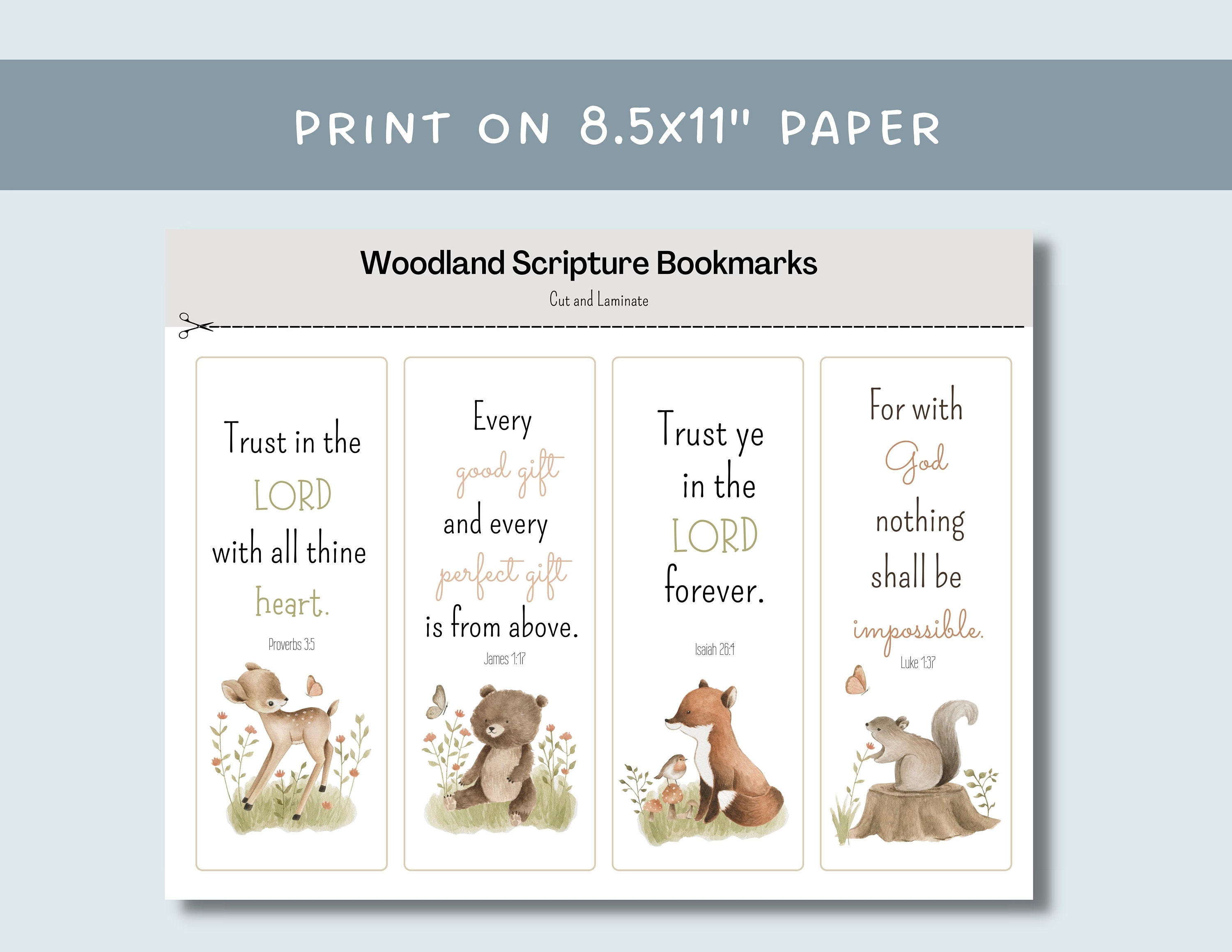 4 Woodland Scripture Bookmarks | Scripture Verse | Bookmark for Kids ...