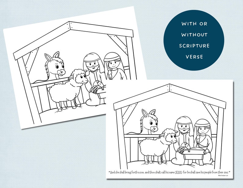 Nativity Coloring Pages | Nativity Coloring Sheet | Bible Verse ...