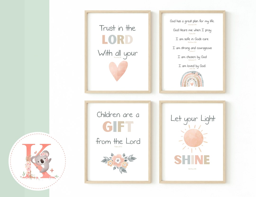 Kids Bible Verse Wall Art | Scripture Prints | Bible | Sunday School ...