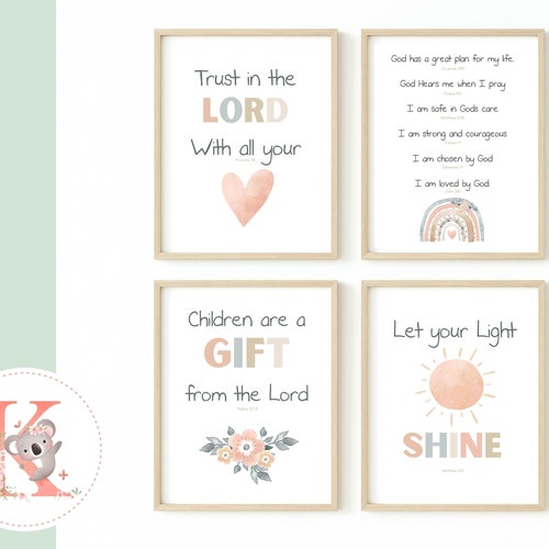 Kids Bible Verse Wall Art Scripture Prints Bible Sunday - Etsy