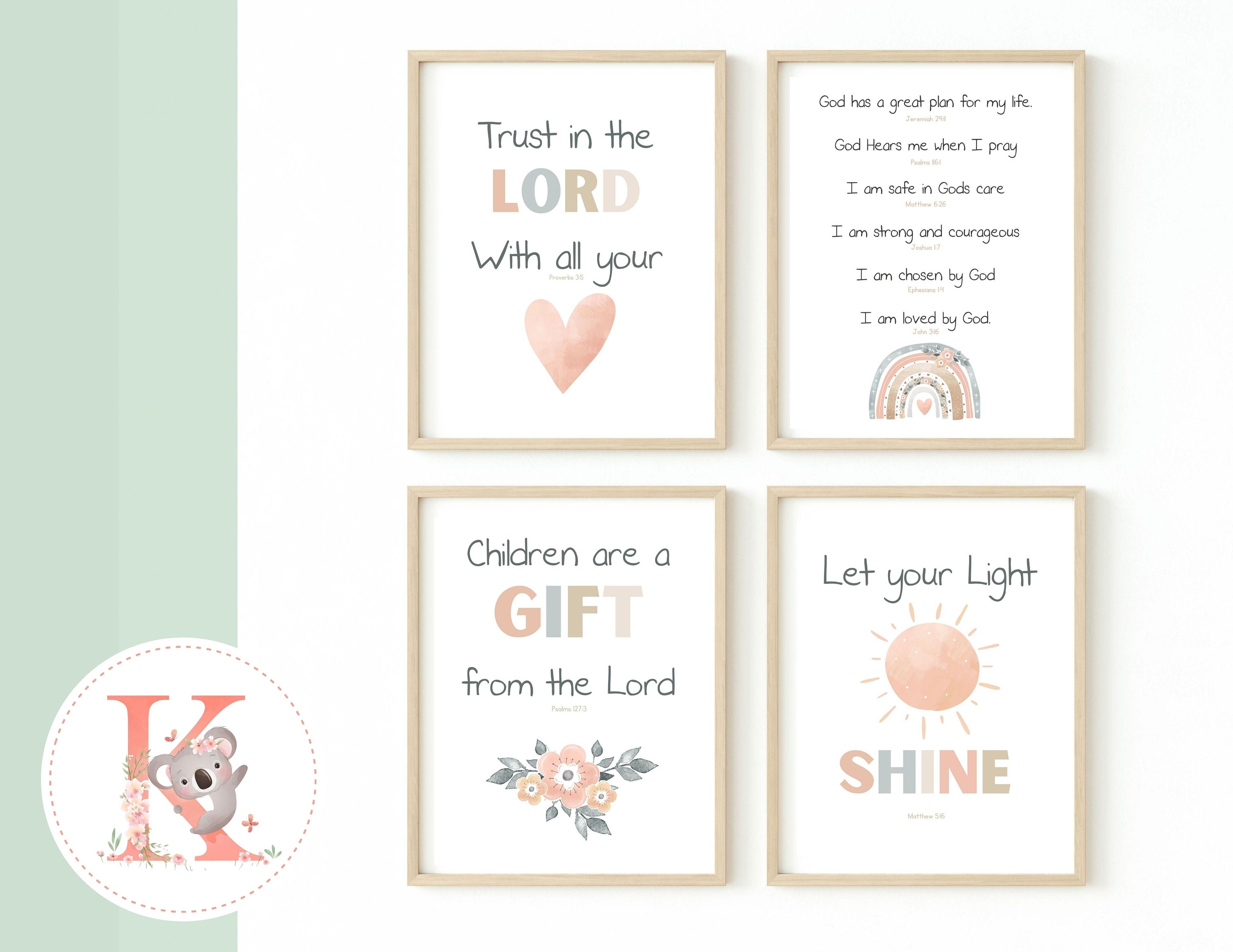 Kids Bible Verse Wall Art Scripture Prints Bible Sunday - Etsy