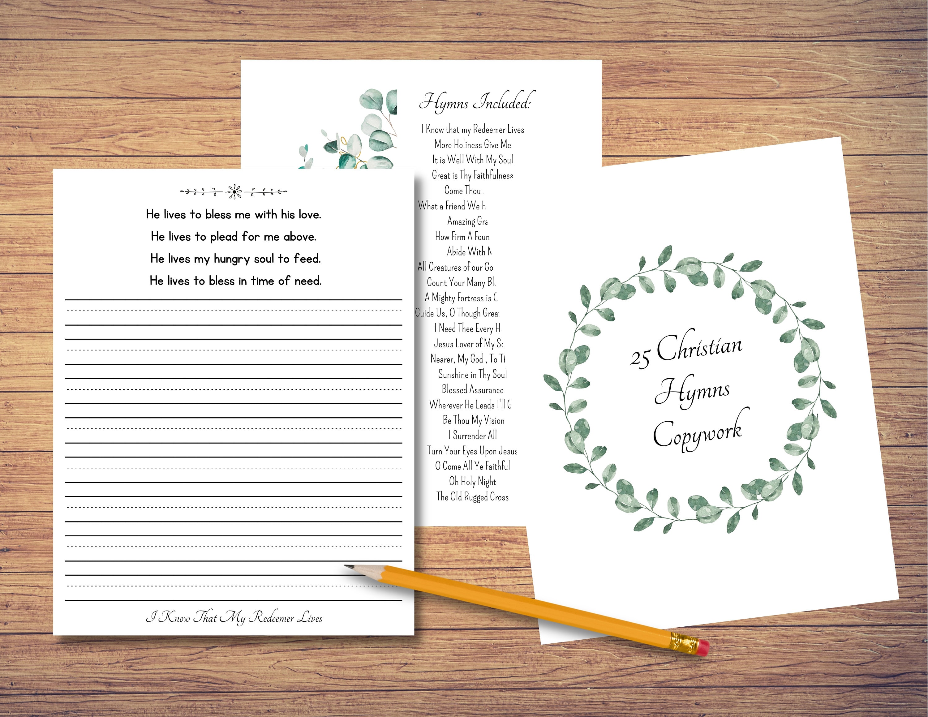 25 Christian Hymns Copywork Verse Copywork Handwriting - Etsy