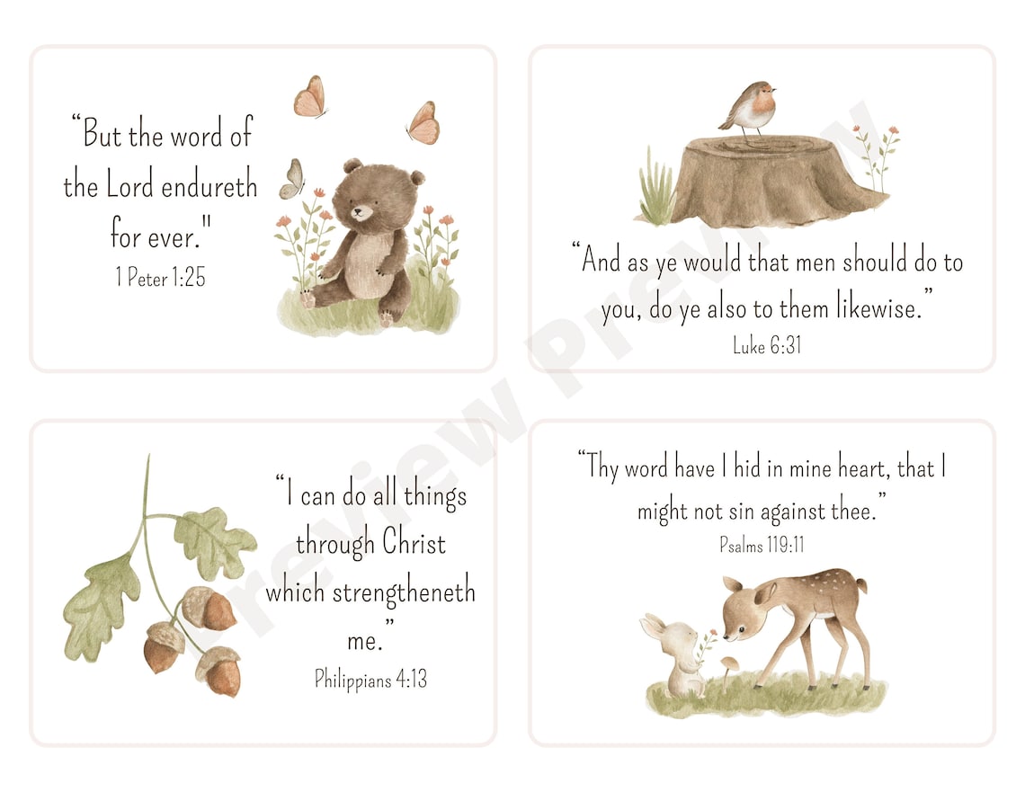 40 Simple Woodland Bible Verse Cards | Scripture Verse | Bible Verse ...