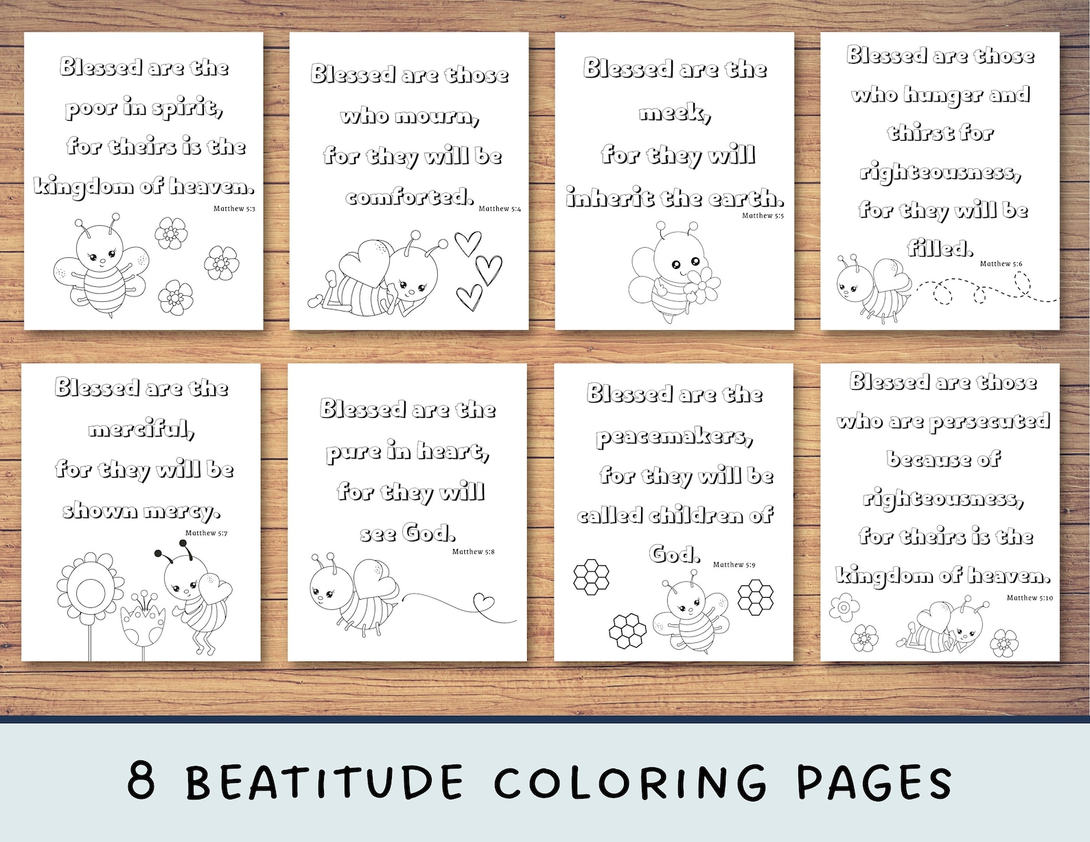 The Beatitudes | Bee Coloring Pages | Bible Coloring | Printable ...