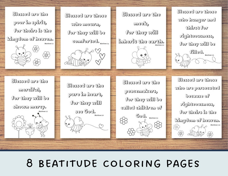 The Beatitudes | Bee Coloring Pages | Bible Coloring | Printable ...