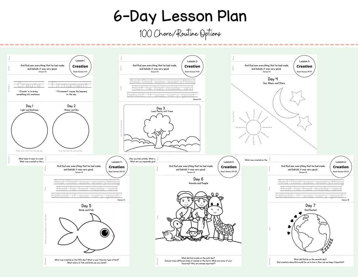The Creation Lesson Creation Activity Bible Study Sunday | Etsy
