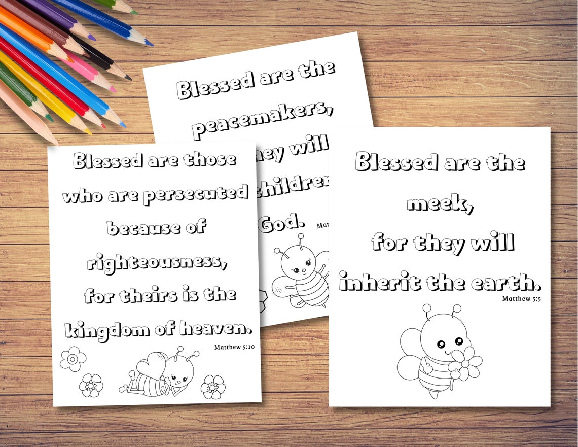 The Beatitudes | Bee Coloring Pages | Bible Coloring | Printable ...