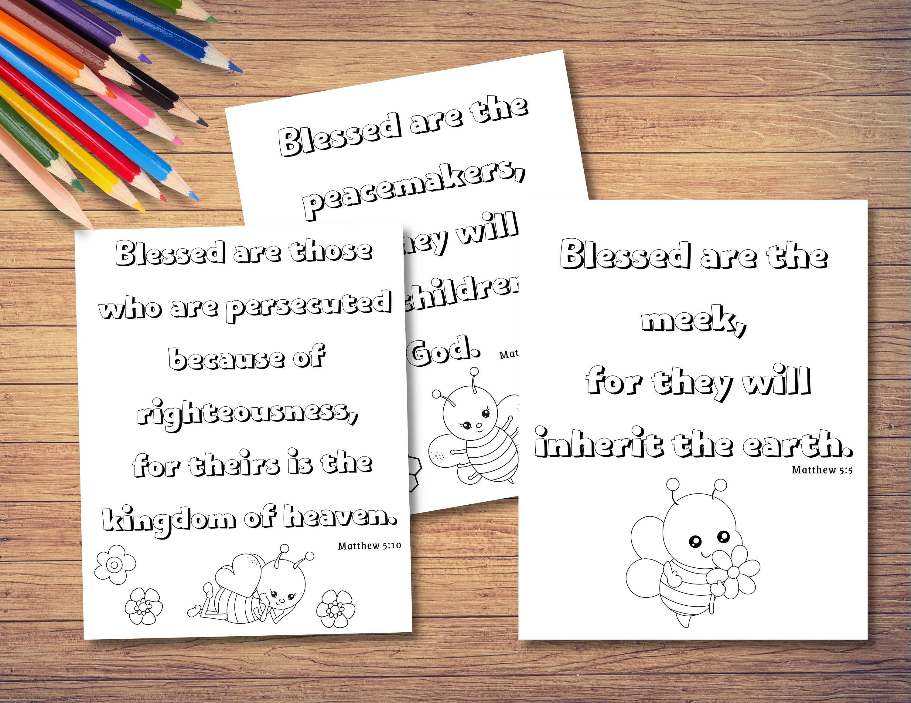 The Beatitudes | Bee Coloring Pages | Bible Coloring | Printable ...