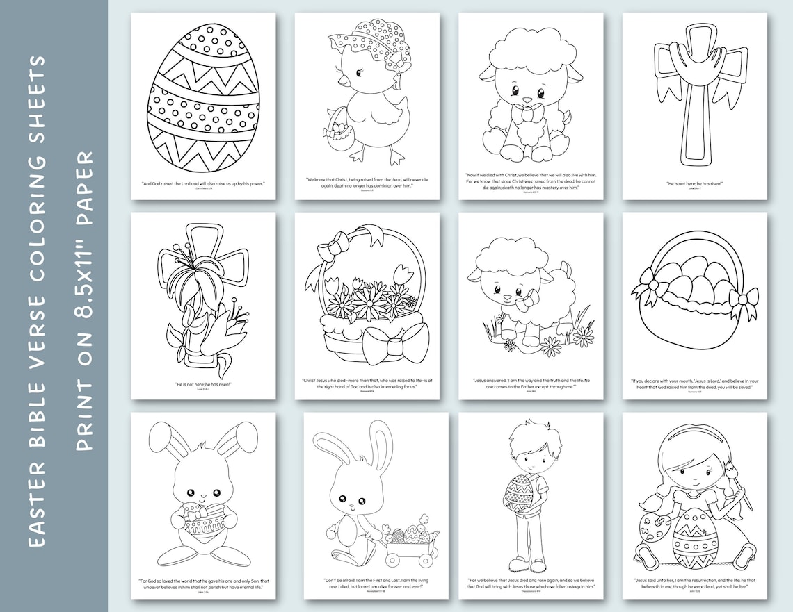 12 Easter Coloring Pages | Bible Verse | Sunday School | Kids Coloring ...