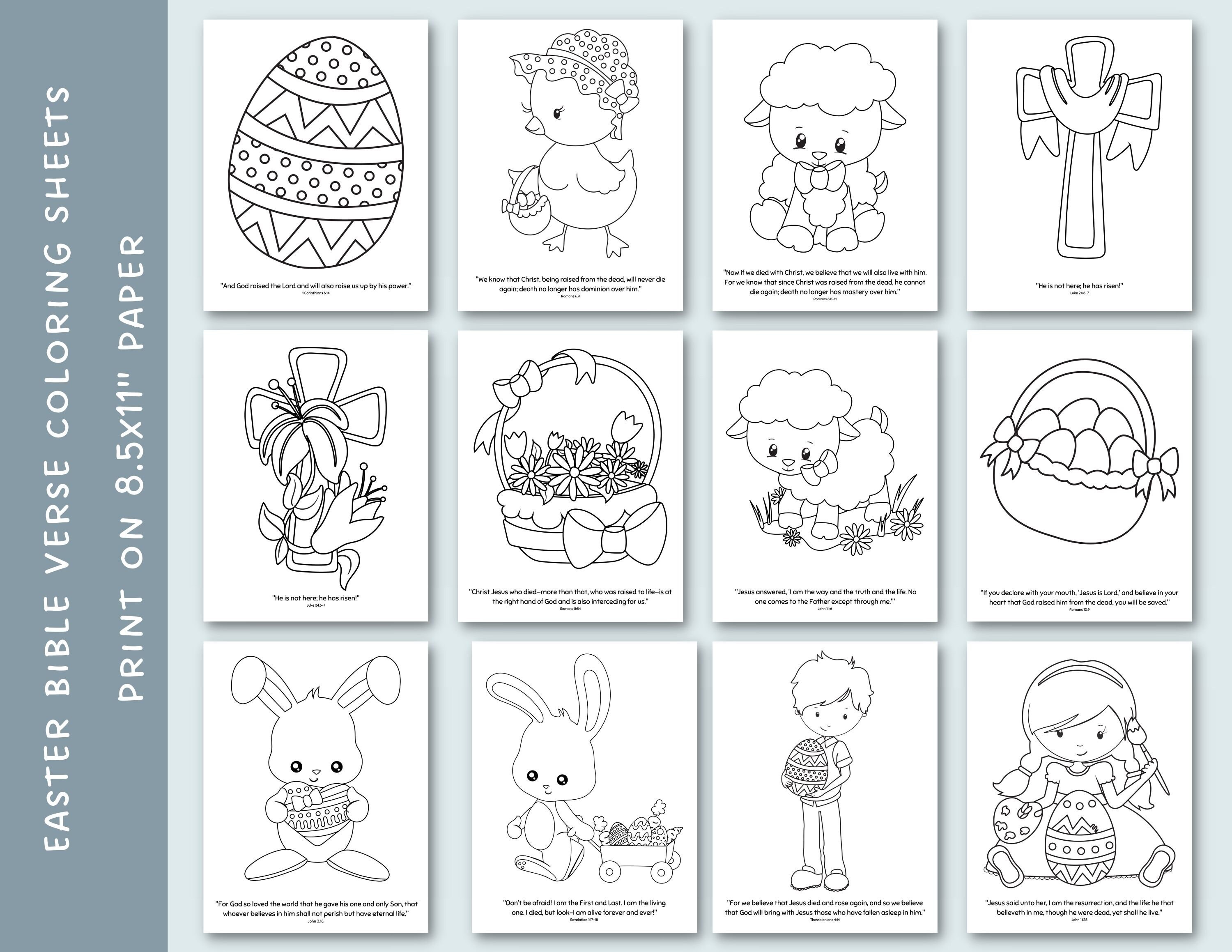 12 Easter Coloring Pages | Bible Verse | Sunday School | Kids Coloring ...