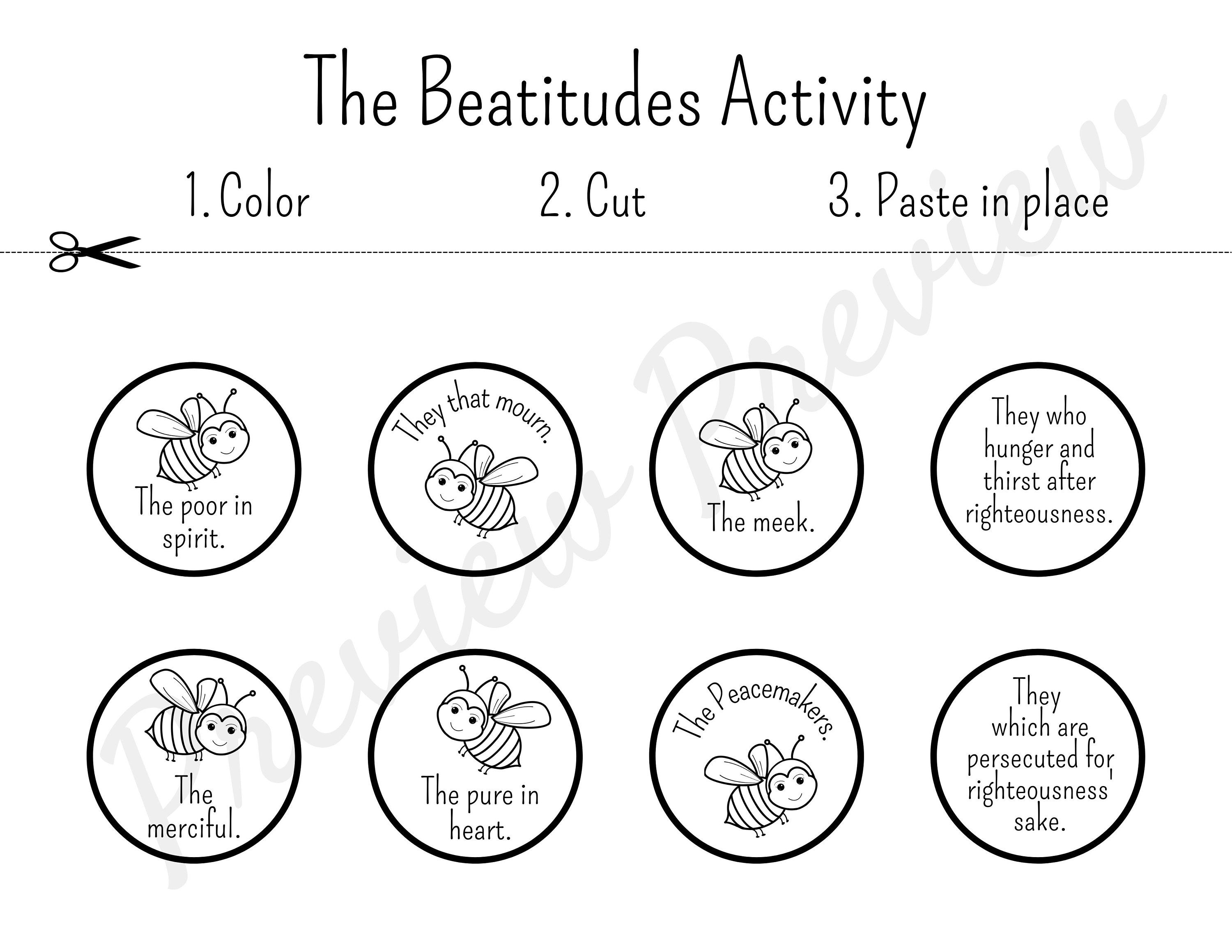 The Beatitudes | Cut and Paste Activity | Bible Activity | Bible Craft ...