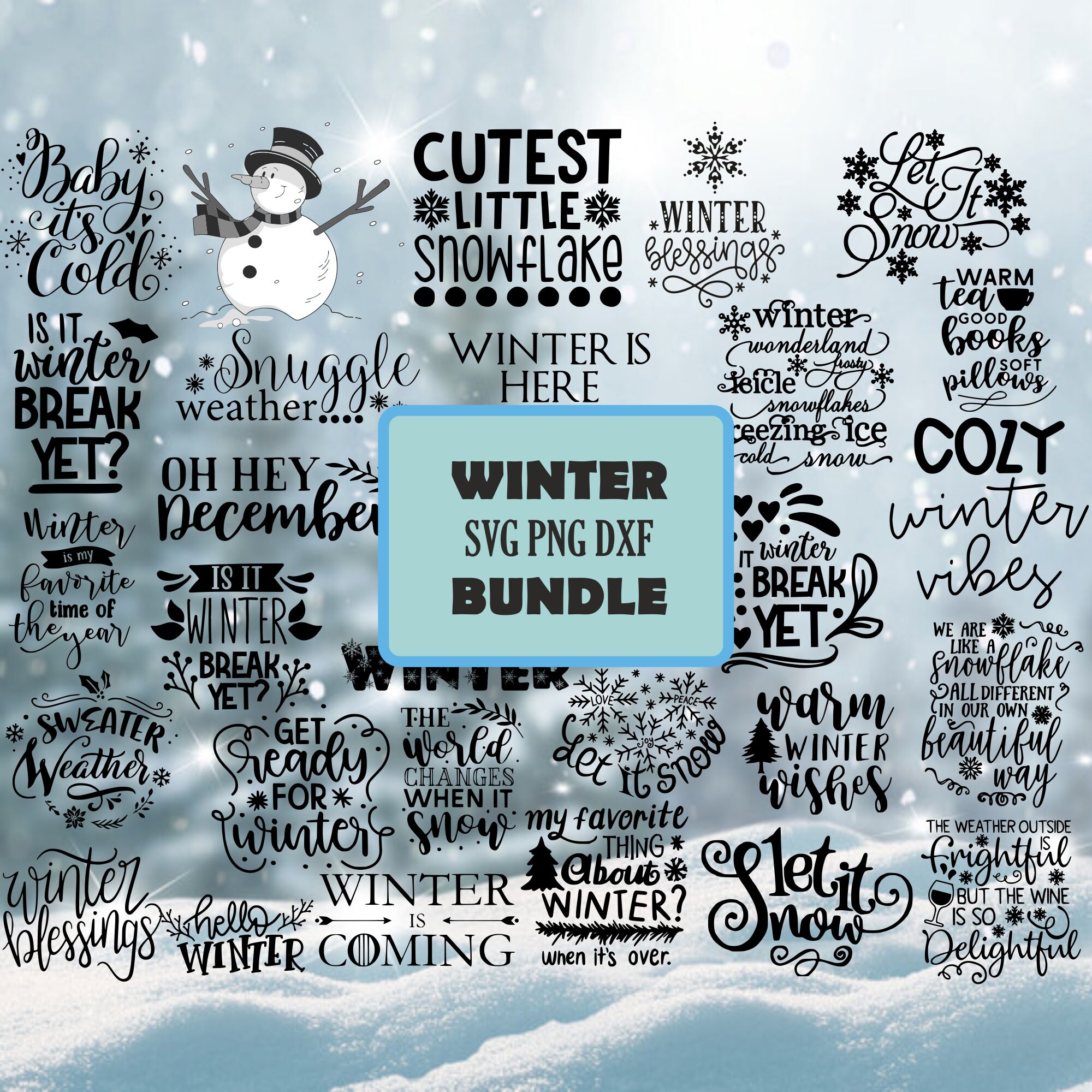 20 SVG PNG Dxf Instant Digital Download Winter Bundle, for Cricut or ...