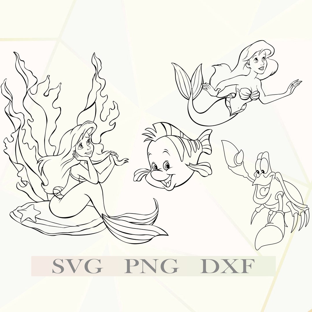 Ariel Svg, Ariel Cut File, Ariel Cricut, Sebastian Svg, Flounder Svg ...