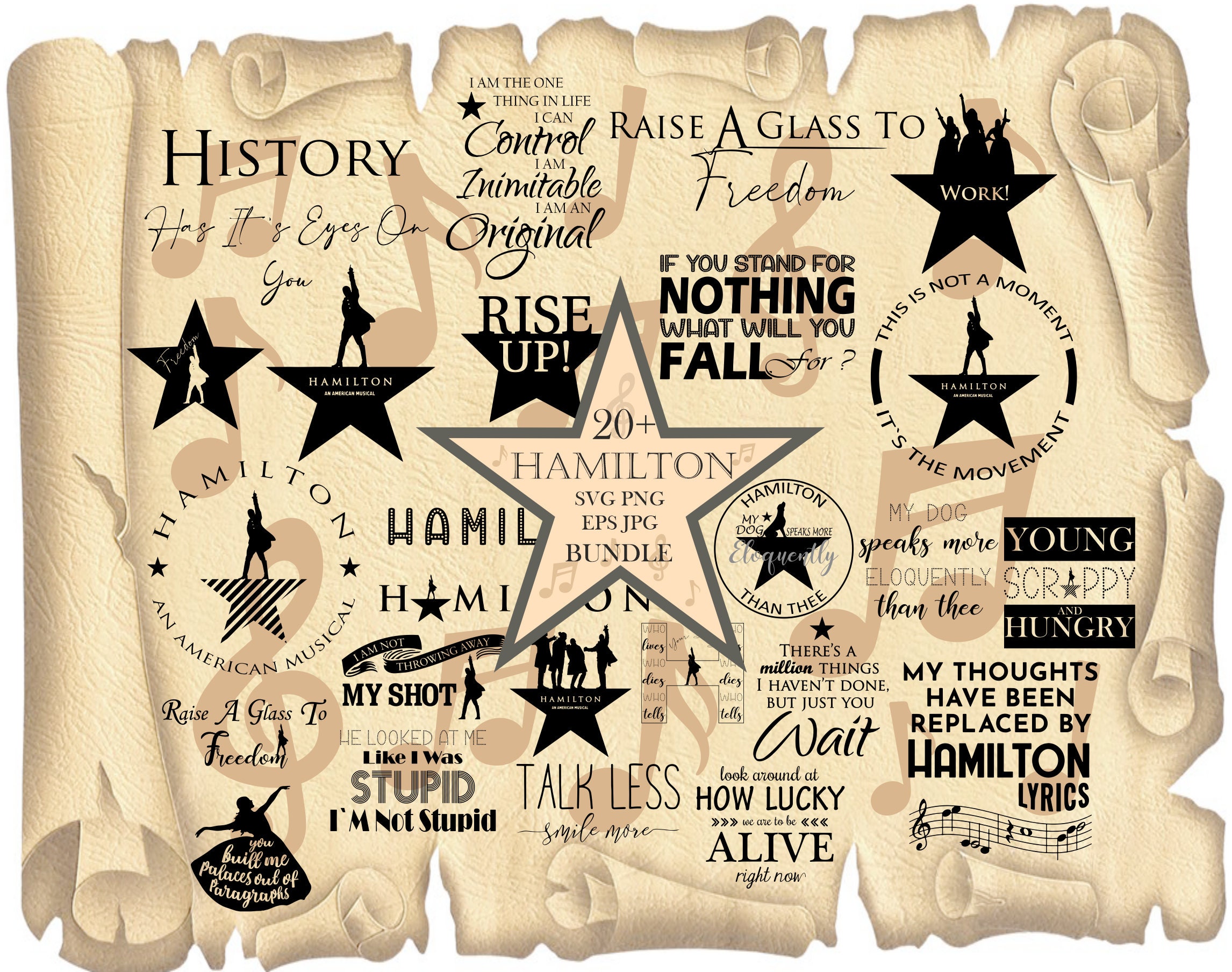 20+ Hamilton SVG PNG Jpg Eps Instant Digital Download Bundle, for ...