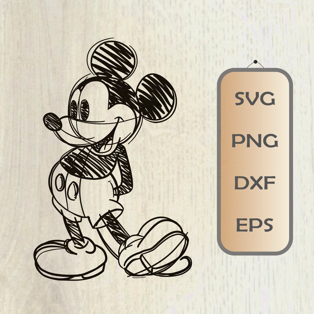 Classic Mickey Mouse Sketched SVG PNG Dxf Eps: Disneyland Vacation Cut ...