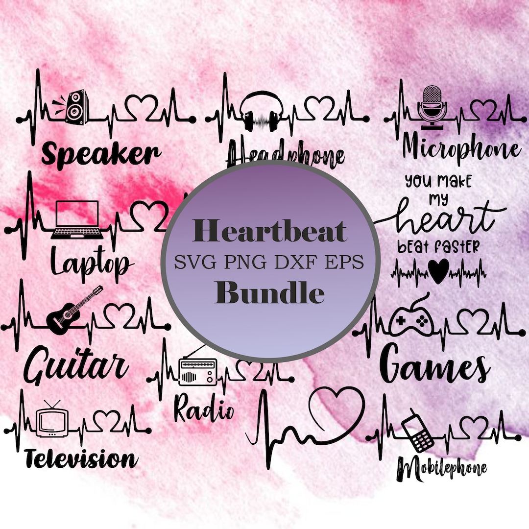 SVG/PNG Instant Digital Download Heartbeat Bundle, for Cricut or ...