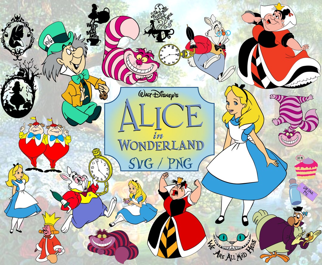 50+ Alice Svg Png, Wonderland Instant Download Cut File Clipart Svg ...