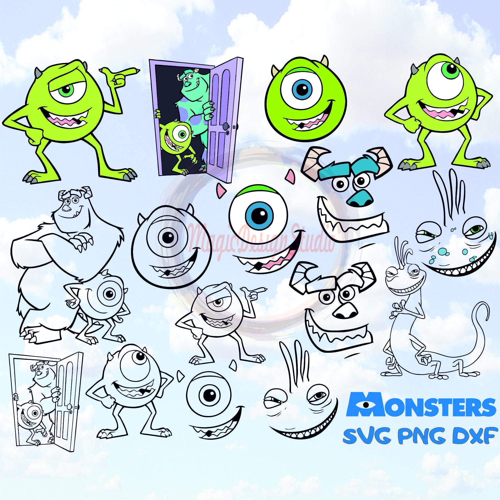 Monsters Inc. Clipart SVG Digital Download, PNG SVG Dxf Sully Mike ...