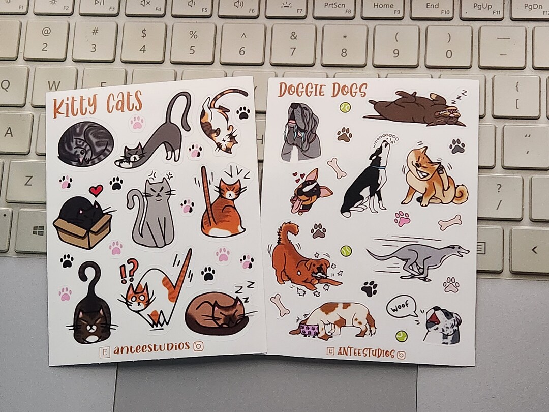 Doggie & Kitty Sticker Sheets by Anteestudios Small Planner Sticker ...