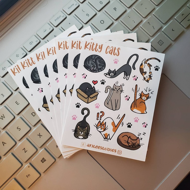Kitty Cat Sticker Sheet by Anteestudios Small Planner Sticker - Etsy