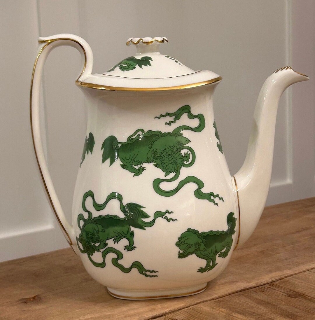 PRICE DROP Wedgwood Chinese Tigers Green 7-1/4 / 6 Cup Coffee Pot NEW ...