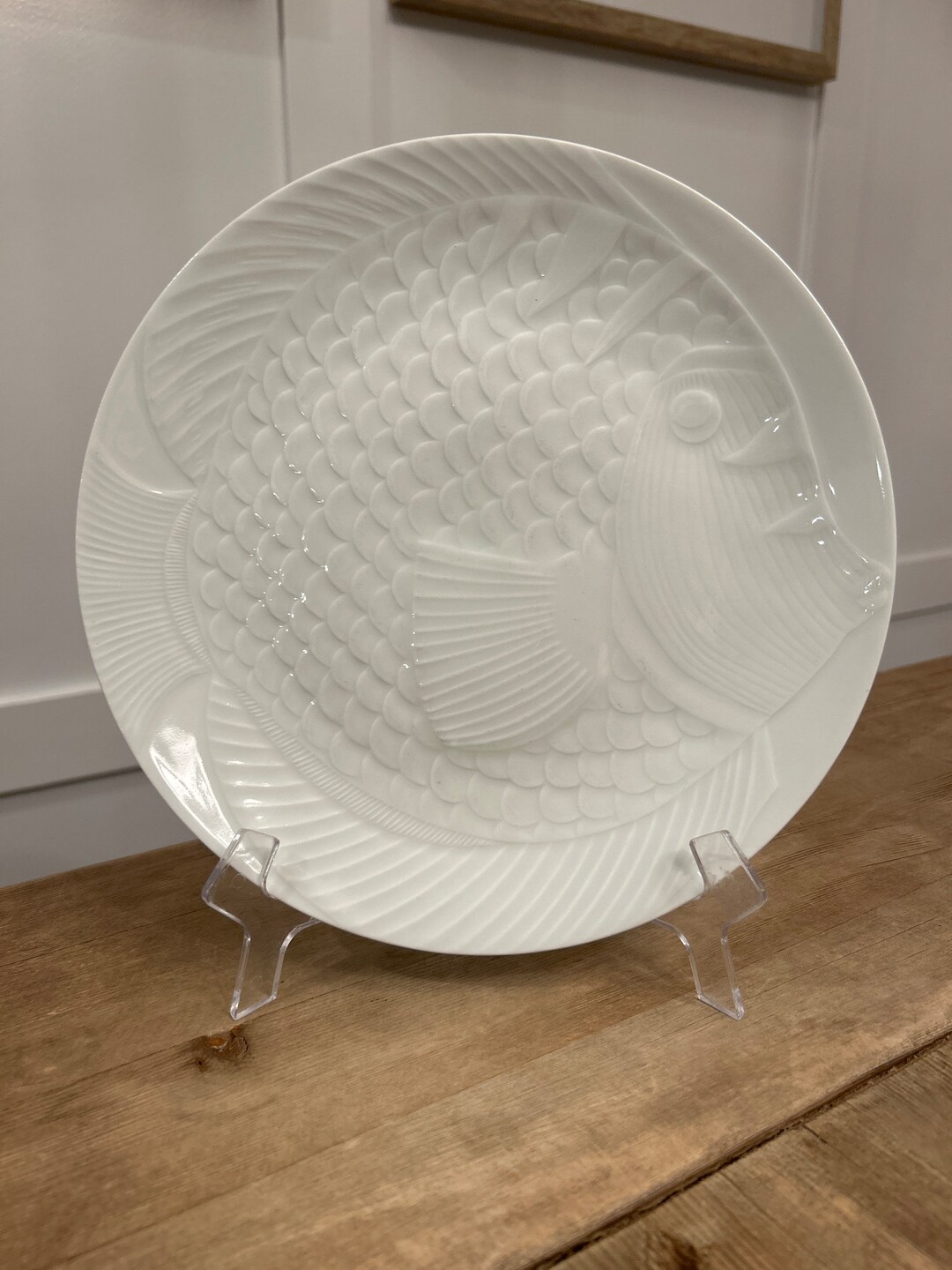 Dansk International 9-1/2” White Porcelain Fish Embossed Plates No ...