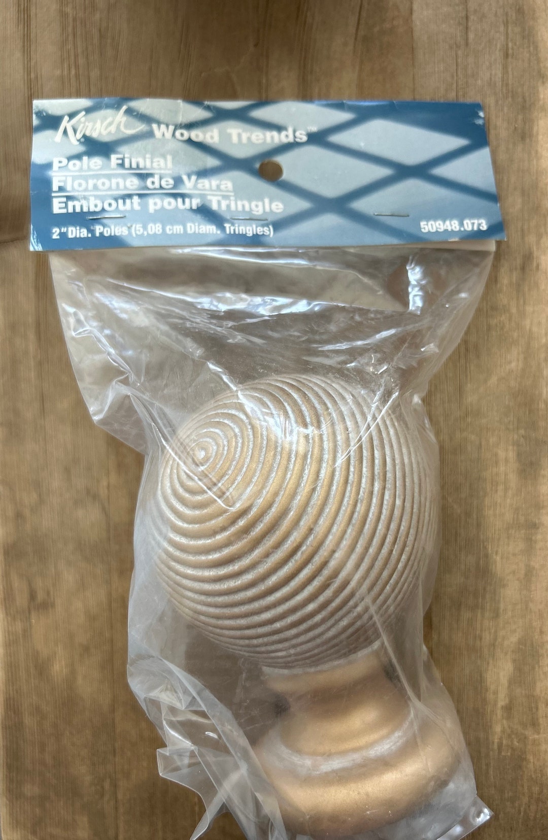 NEW Kirsch Wood Trends Ribbed Ball Finial for 2" Pole 50948.073 Gold ...
