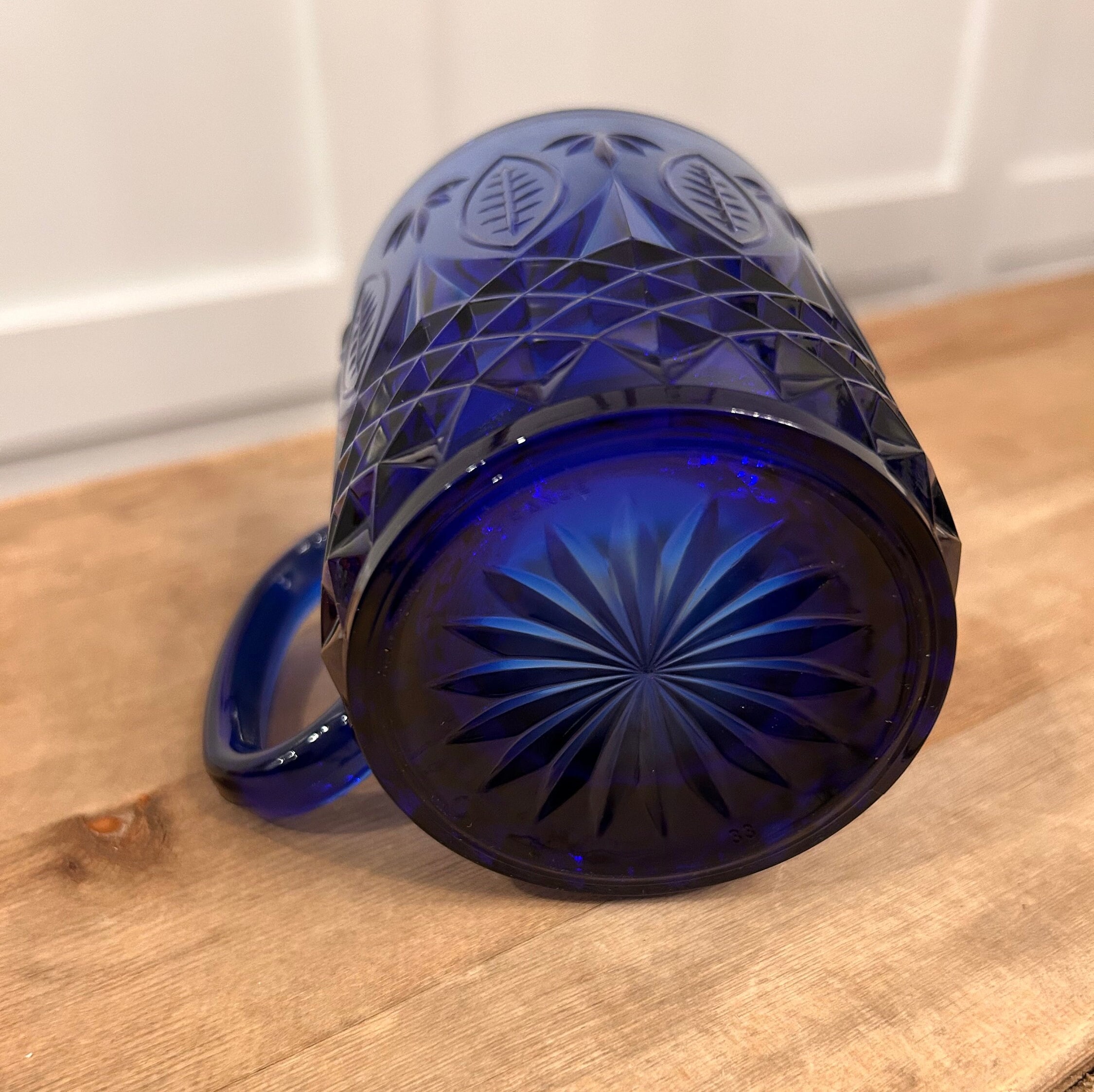 New & Vintage Avon Set of Four (4) Cobalt Blue Glass Embossed Mugs ...