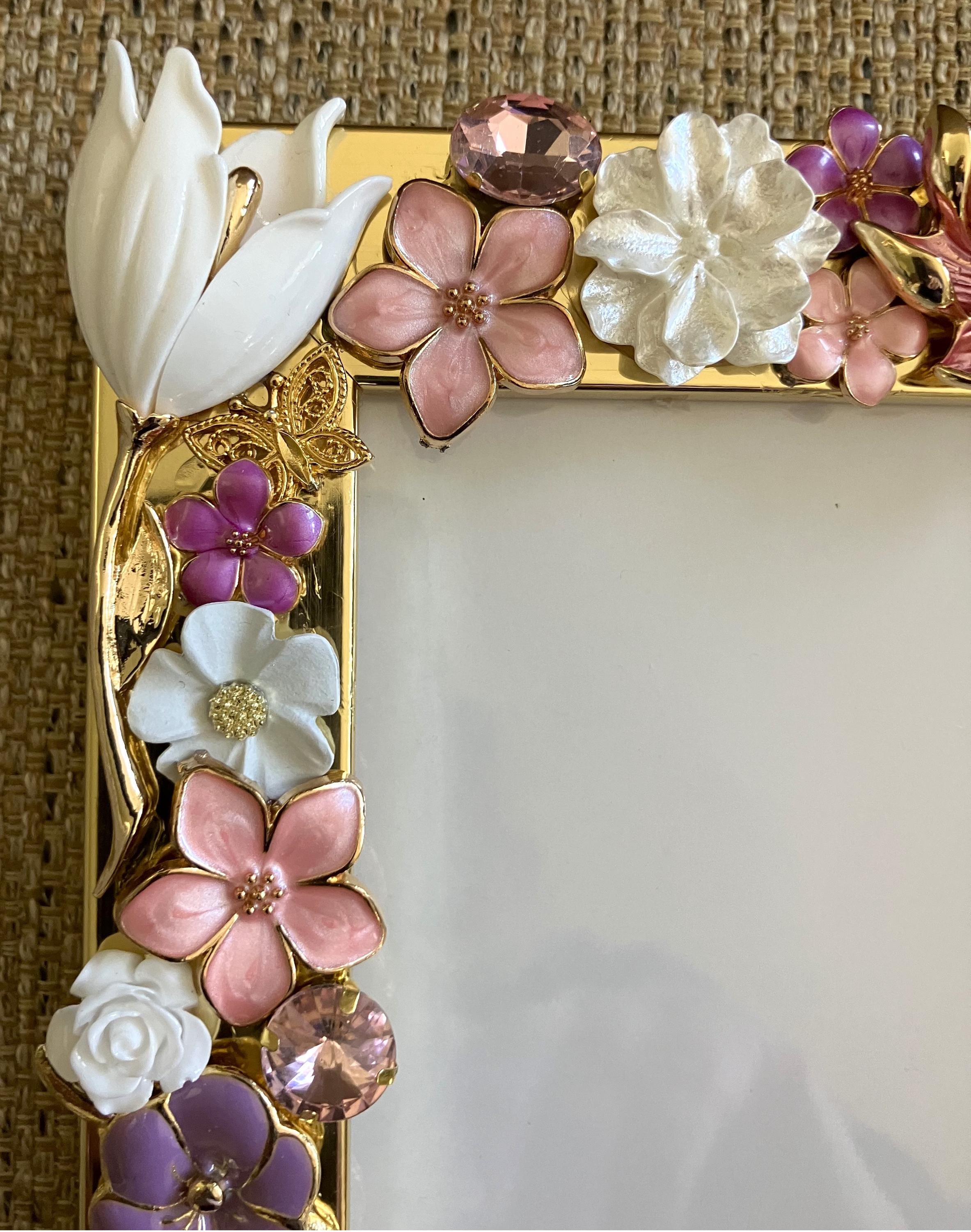 Jewelry Decorated Frame, Pastel Flowers, 6x8 - Etsy