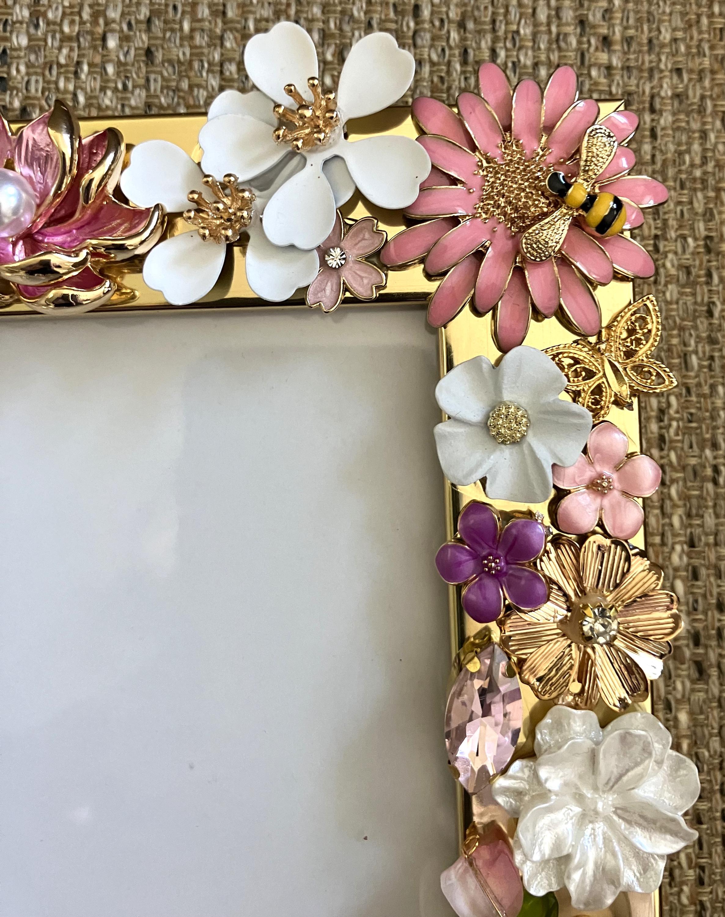 Jewelry Decorated Frame, Pastel Flowers, 6x8 - Etsy