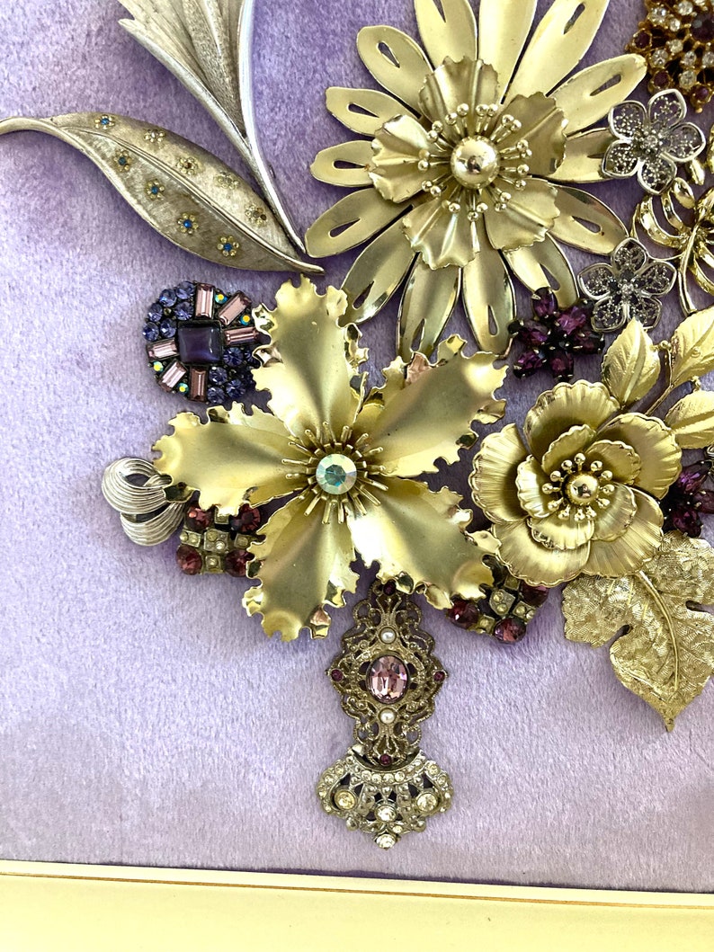 Unique Hand-crafted Framed Vintage Jewelry Art, Silver Bouquet on ...