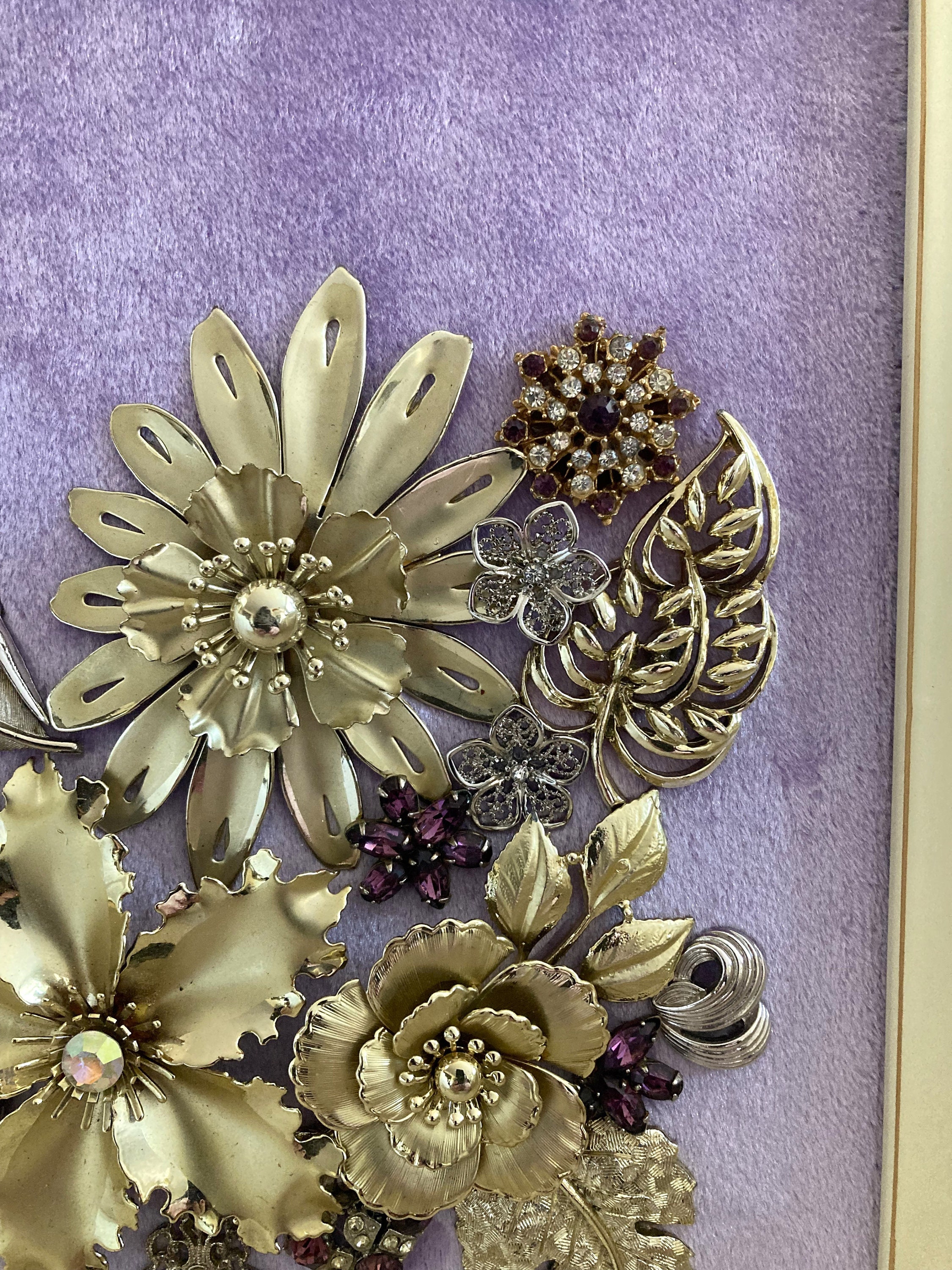 Unique Hand-crafted Framed Vintage Jewelry Art, Silver Bouquet on ...