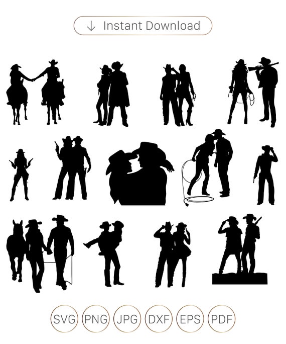 Cowboy And Cowgirl Love Silhouette