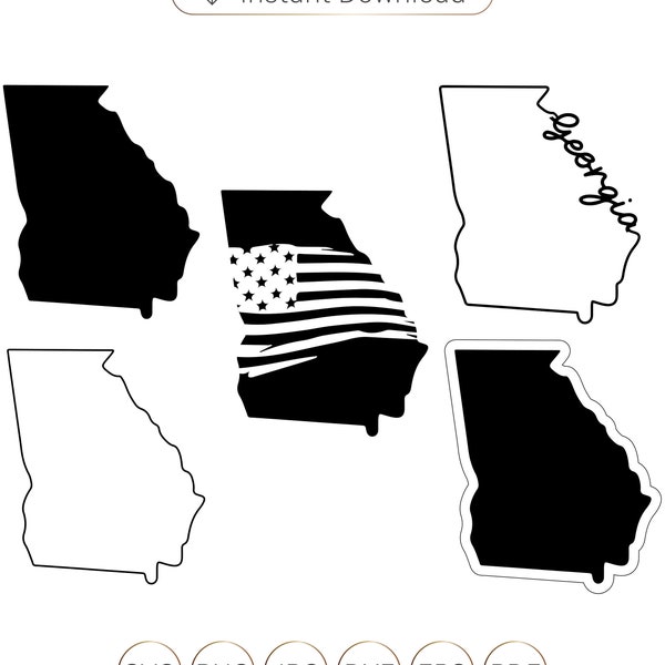 Georgia State Outline With Flag - Etsy