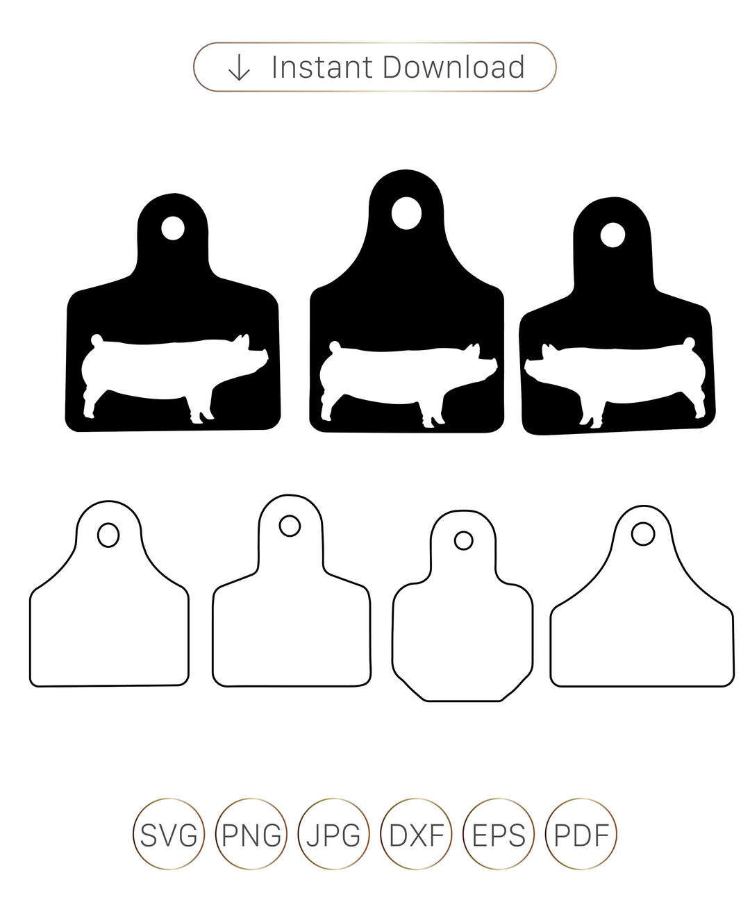 Pig Eartag SVG, Farm Animal Tag Design (digital Download) - Etsy