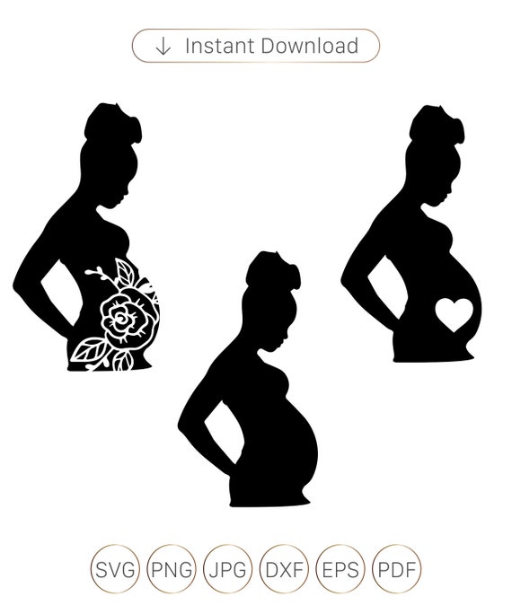 Pregnant Woman Flowers SVG Fileblack Pregnant Woman - Etsy