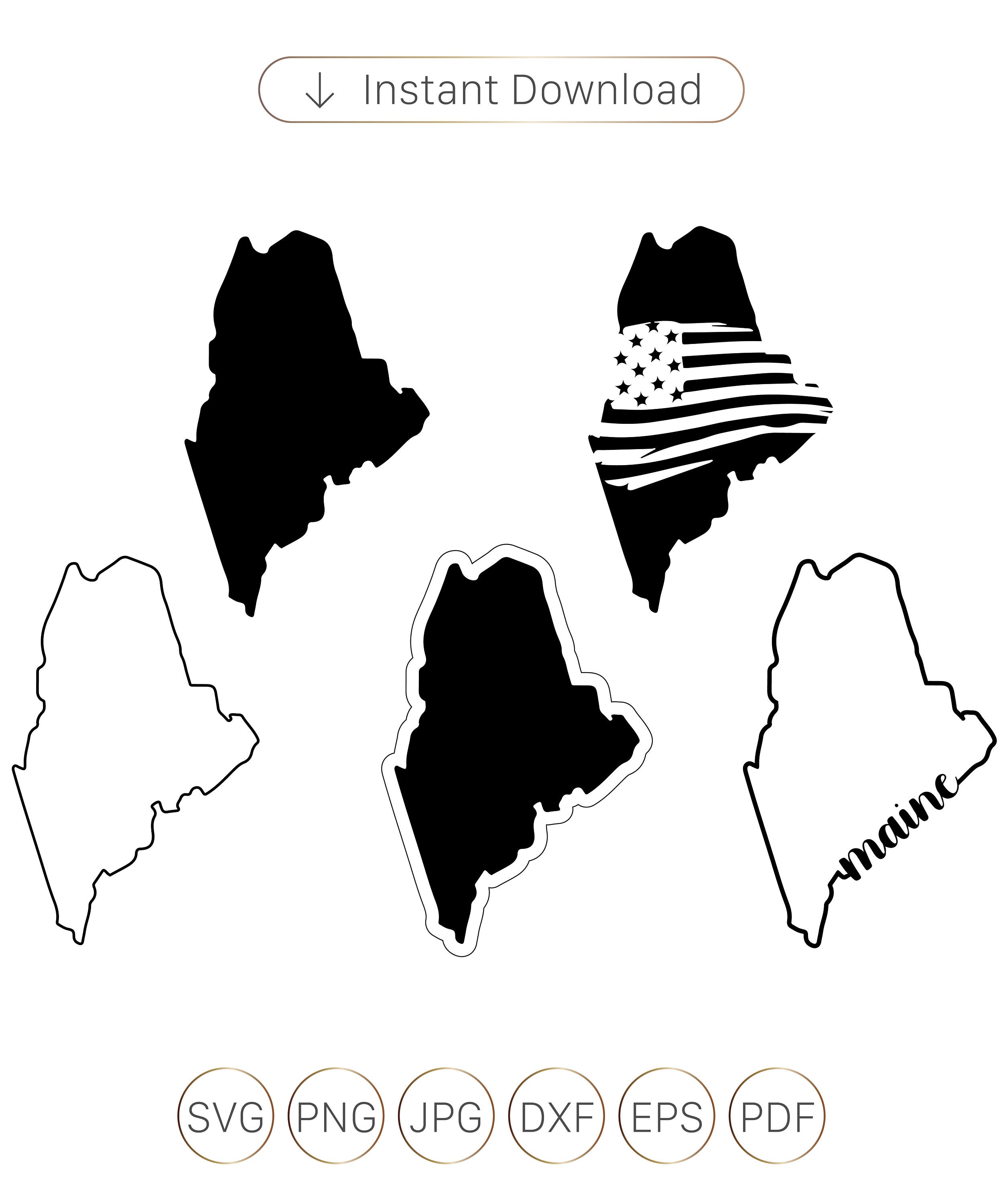 Maine SVG, Maine State SVG, Maine Silhouette, Maine State Silhouette ...