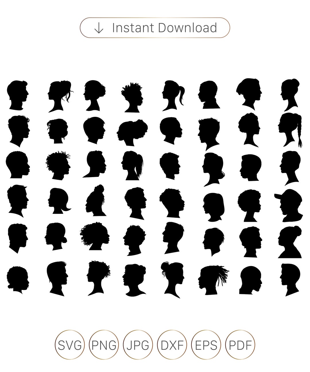 Head Profile Silhouette Svg,male and Female Head Silhouette Svg,man and ...