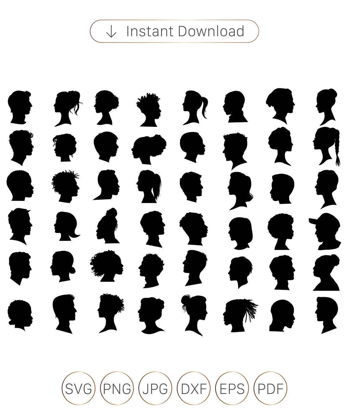 Head Profile Silhouette Svg,male and Female Head Silhouette Svg,man and ...