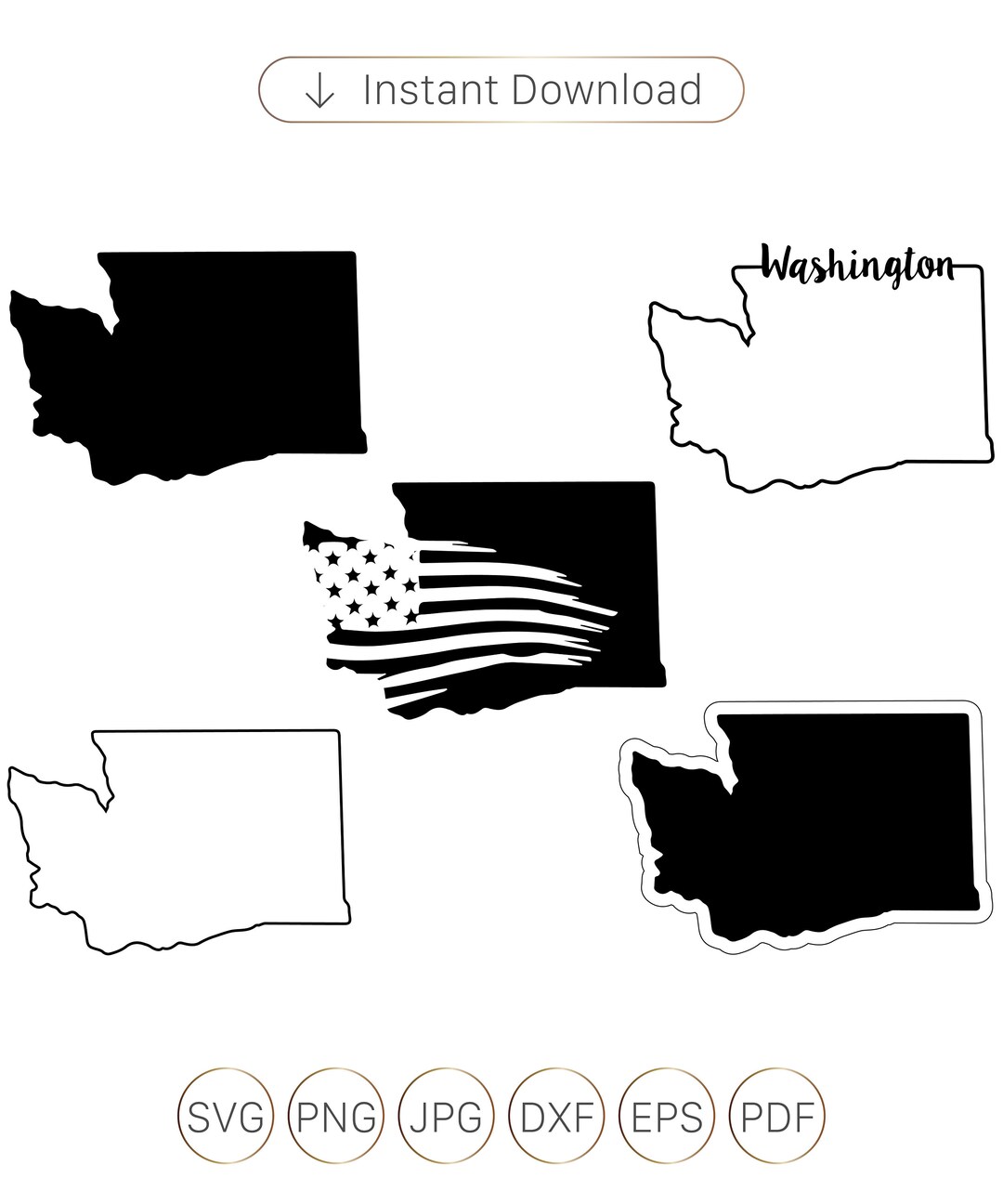 Washington SVG, Washington State SVG, Washington Silhouette, Washington ...