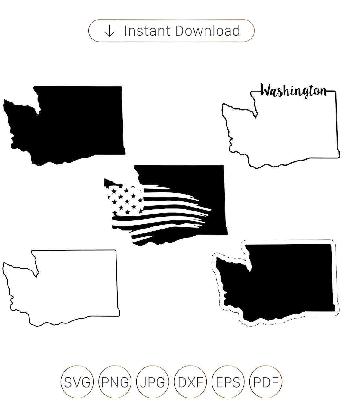 Washington SVG Washington State SVG Washington Silhouette - Etsy