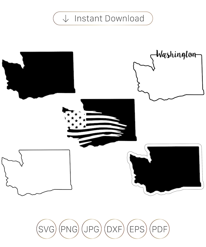 Washington SVG Washington State SVG Washington Silhouette - Etsy