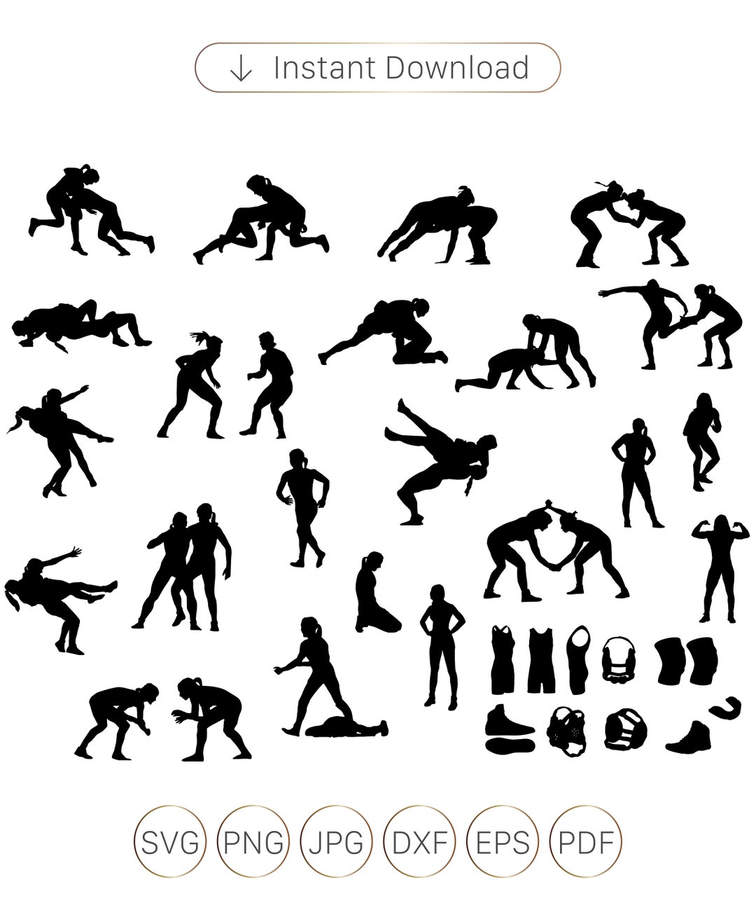 Female Wrestling SVG, Women Wrestling Svg, Wrestling Silhouette SVG ...