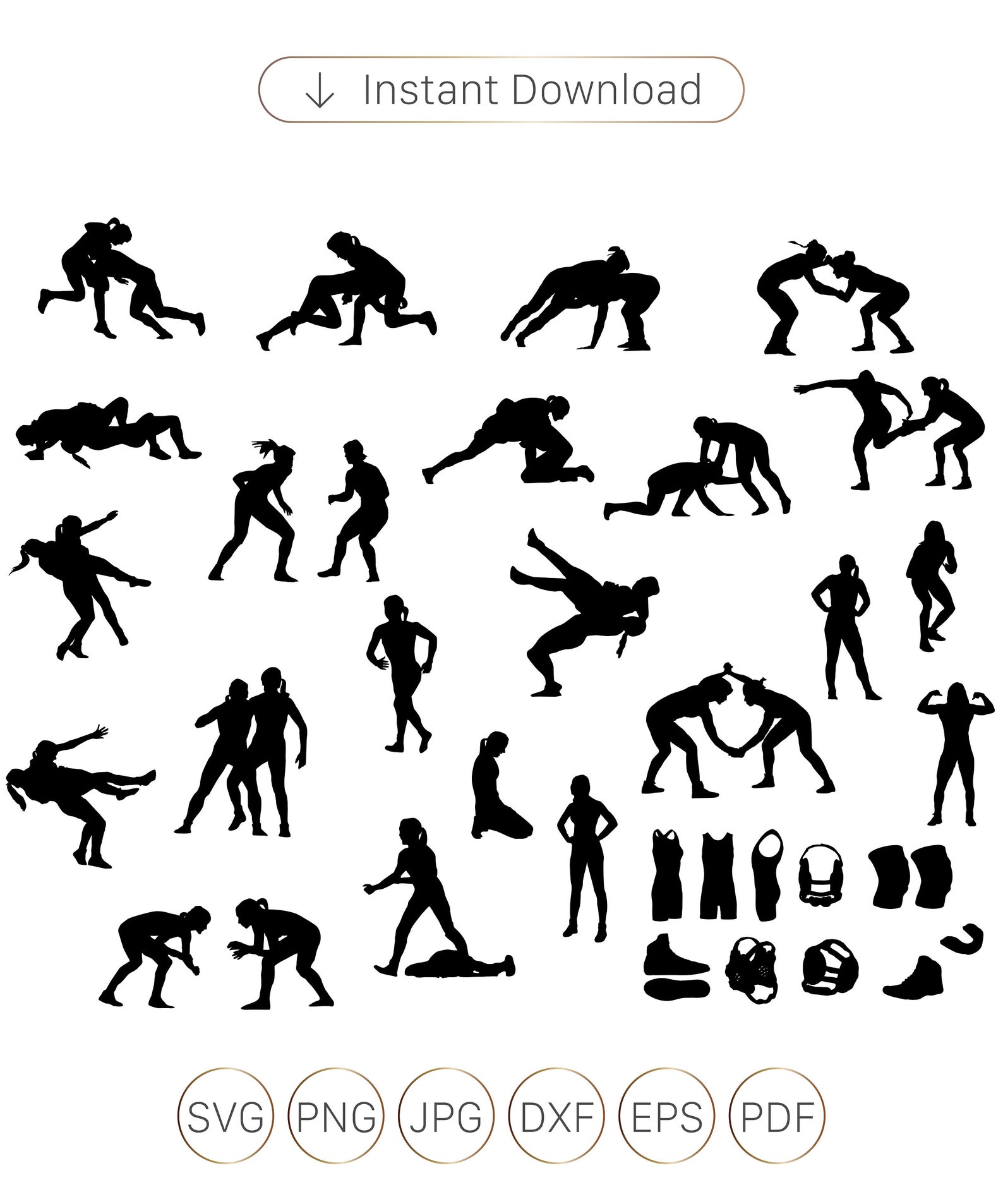 Female Wrestling SVG, Women Wrestling Svg, Wrestling Silhouette SVG ...