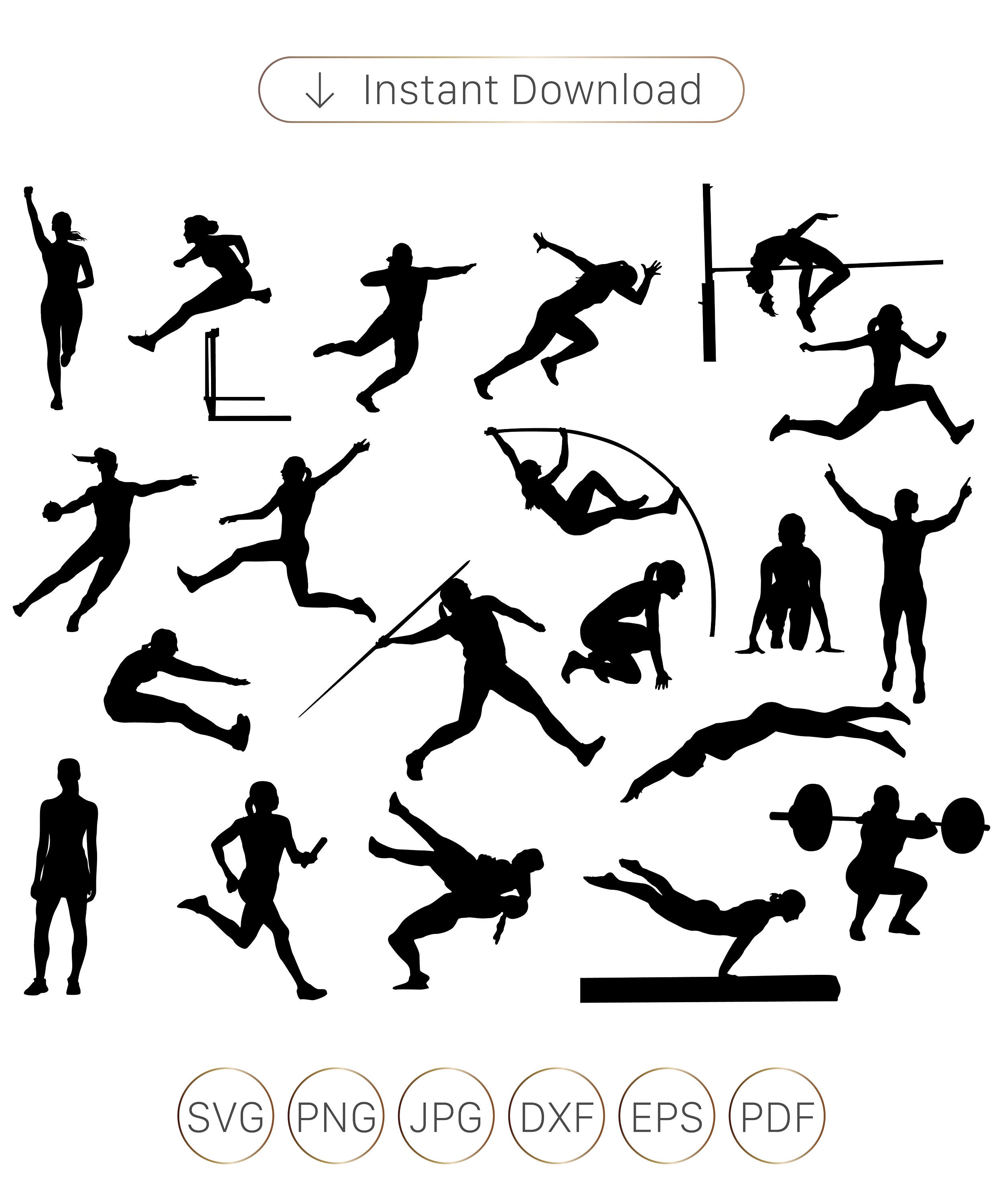 Track and Field SVG, Female Track and Field Silhouette, Sports Clipart ...